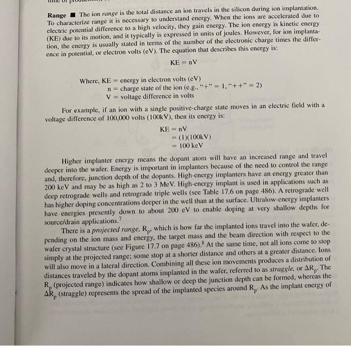 Solved Range The ion range is the total distance an ion | Chegg.com