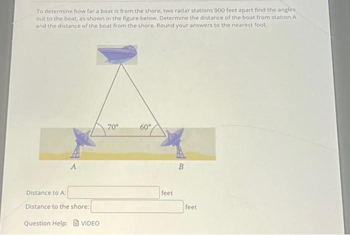 Solved To determine how far a boat is from the shore, two | Chegg.com
