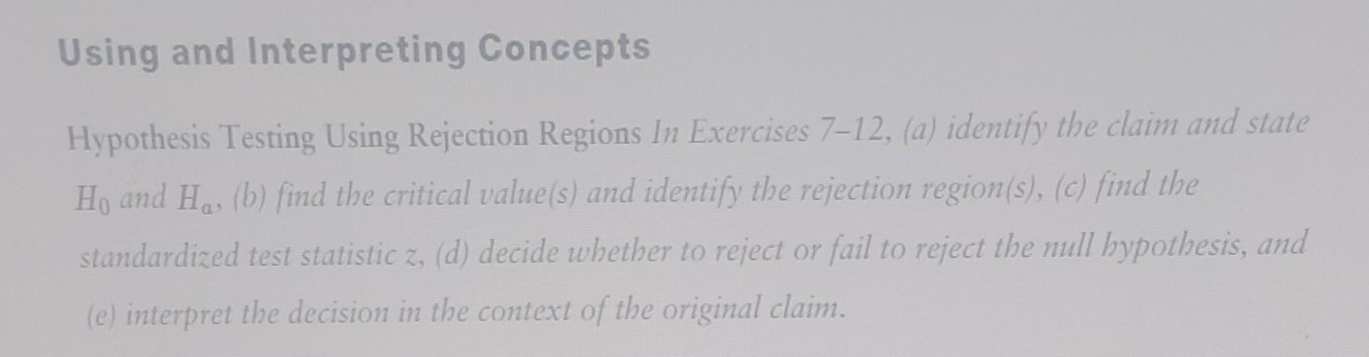 Solved Using and Interpreting Concepts Hypothesis Testing | Chegg.com