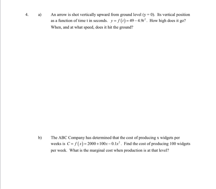 Solved 4.a) An arrow is shot vertically upward from ground | Chegg.com