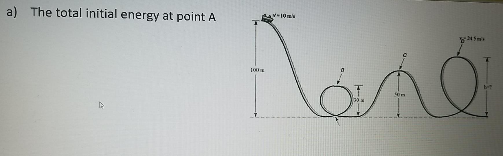 Solved a) The total initial energy at point A V-10 m's 24.5 | Chegg.com