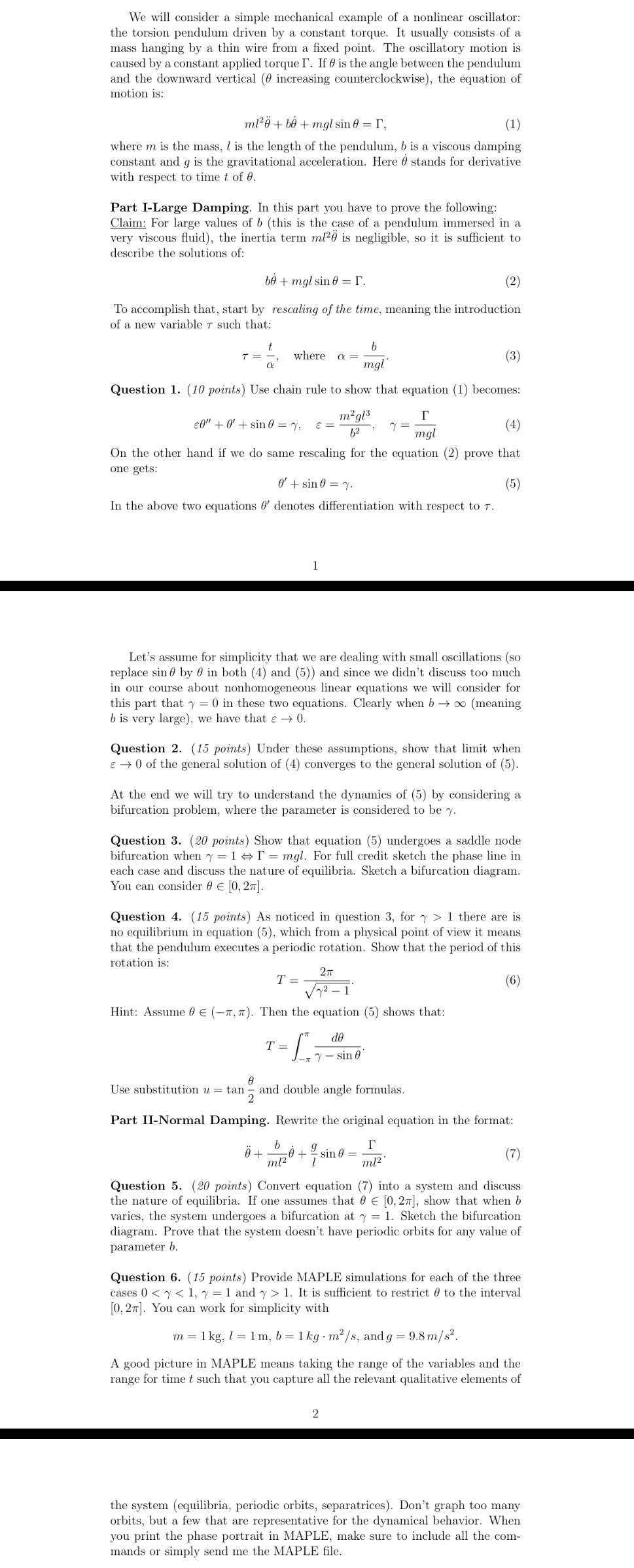 Solved We will consider a simple mechanical example of a | Chegg.com