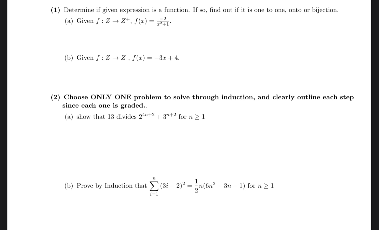 Solved (1) ﻿Determine if given expression is a function. If | Chegg.com