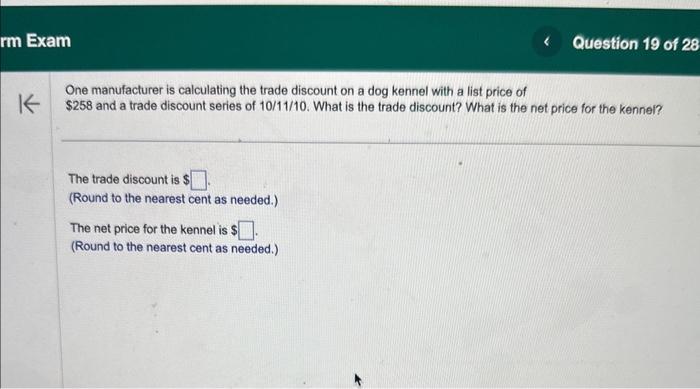 Solved One manufacturer is calculating the trade discount on | Chegg.com