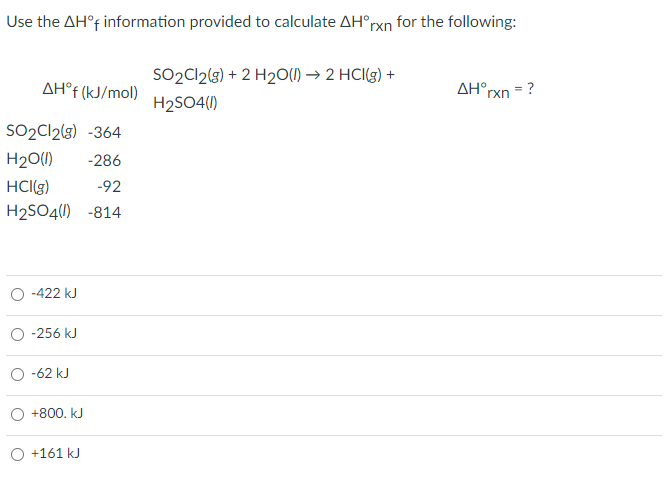Solved Use the \Delta H\deg f information provided to | Chegg.com