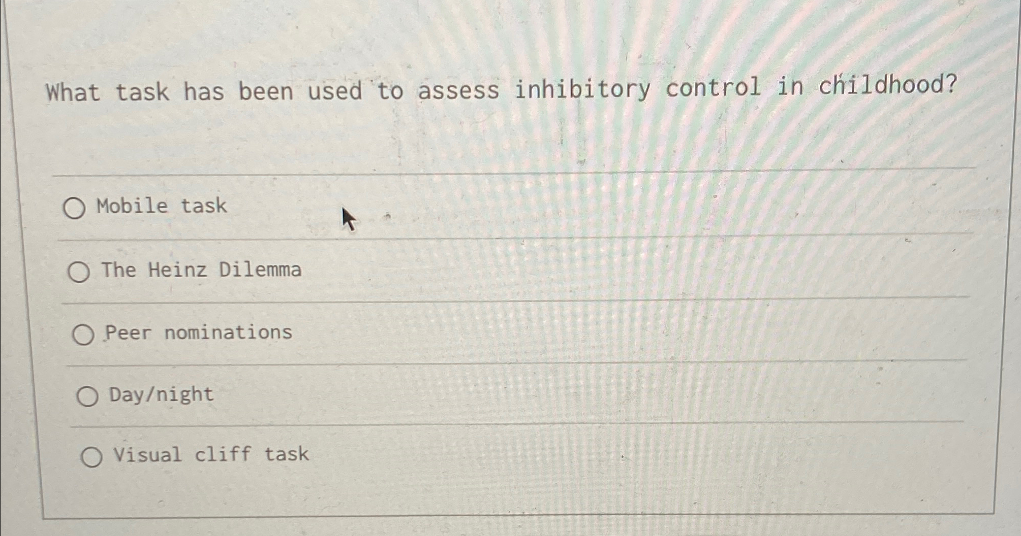 Solved What task has been used to assess inhibitory control | Chegg.com