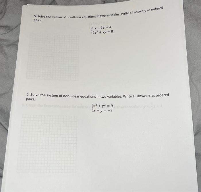 Solved 5. Solve the system of non-linear equations in two | Chegg.com