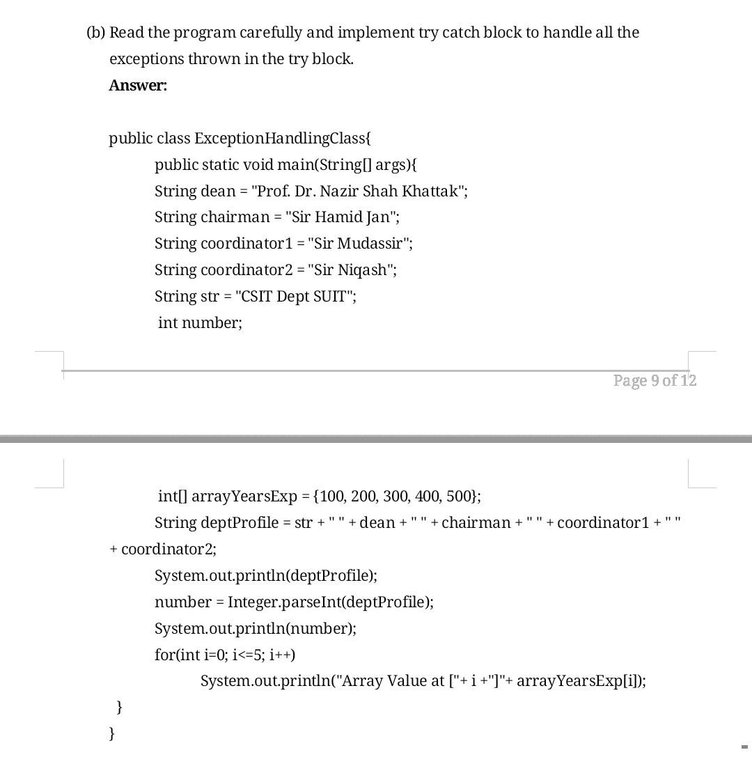 Solved Q6: (a) Read the java program carefully, compile the | Chegg.com