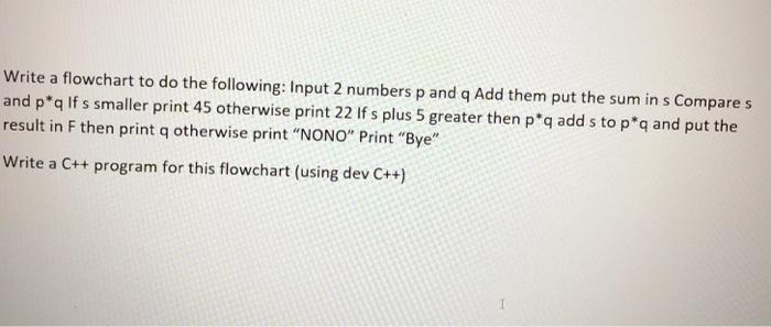 Solved Write a flowchart to do the following: Input 2 | Chegg.com