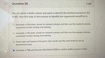 Solved You are given a brath culture and want to identify | Chegg.com