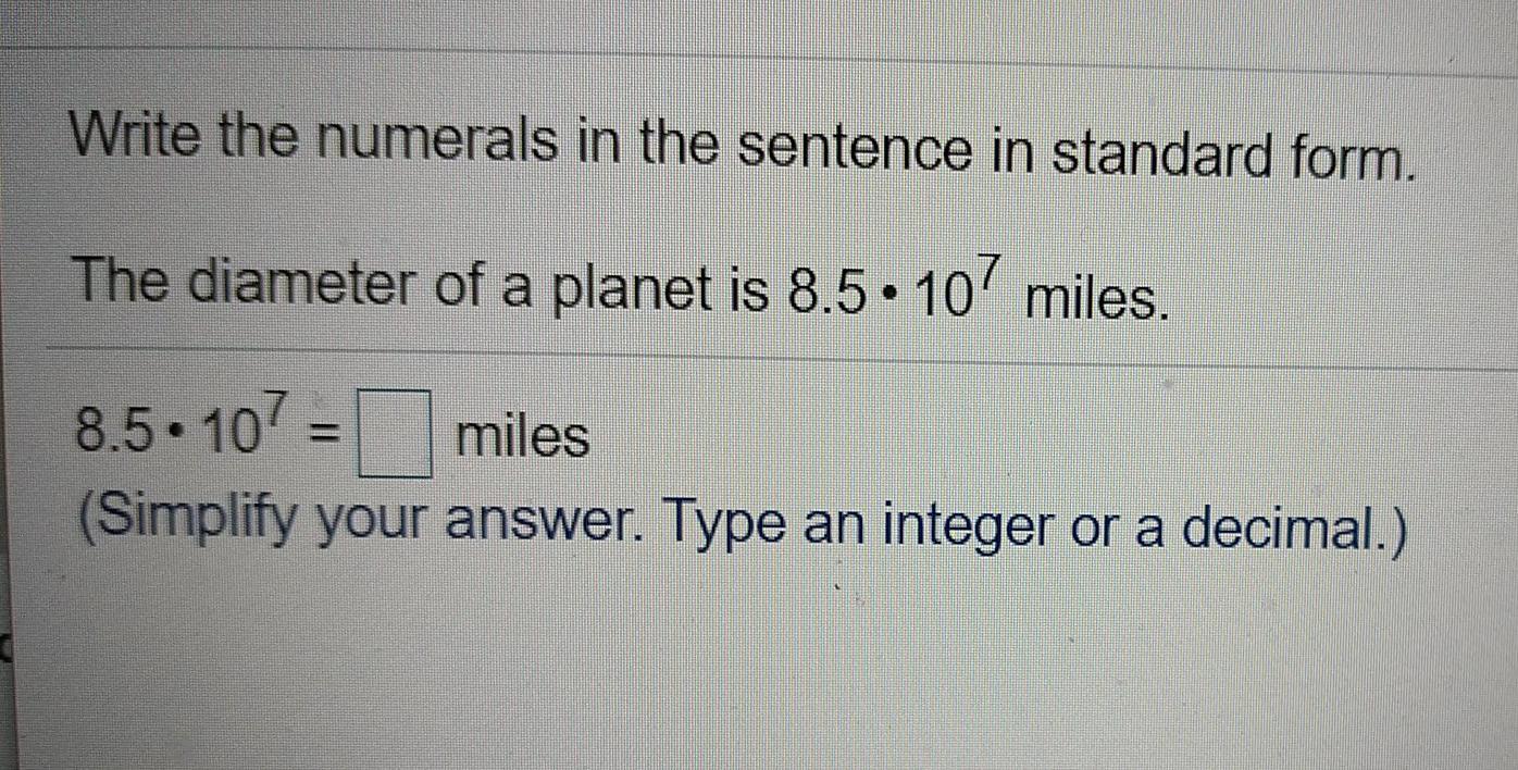 Solved Write the numerals in the sentence in standard form. | Chegg.com
