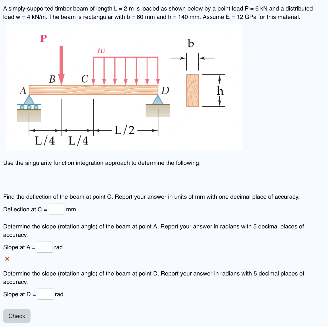 Solved Use the singularity function integration approach to | Chegg.com
