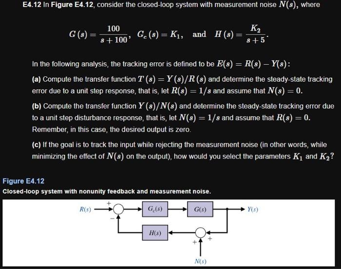 Solved E4.12 In Figure E4.12, consider the closed-loop | Chegg.com