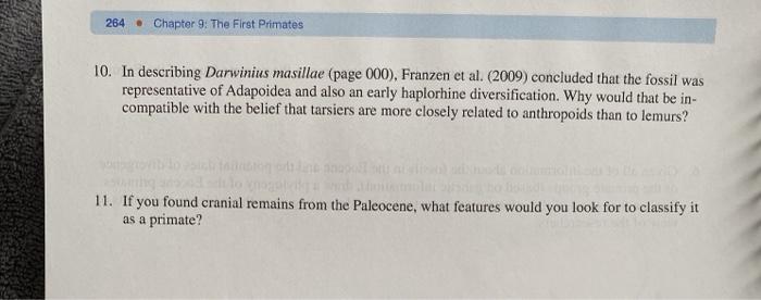 264. Chapter 9: The First Primates 10. In describing | Chegg.com