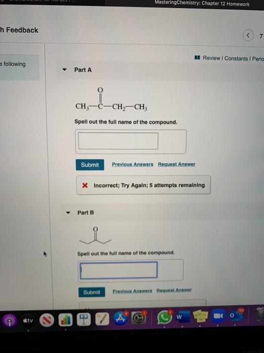 Solved MasteringChemistry: Chapter 12 Homework h Feedback