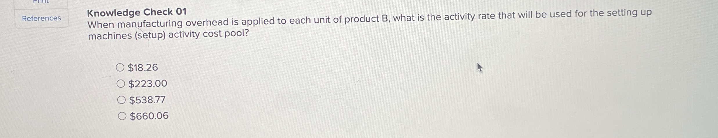 Solved ReferencesKnowledge Check 01When manufacturing | Chegg.com