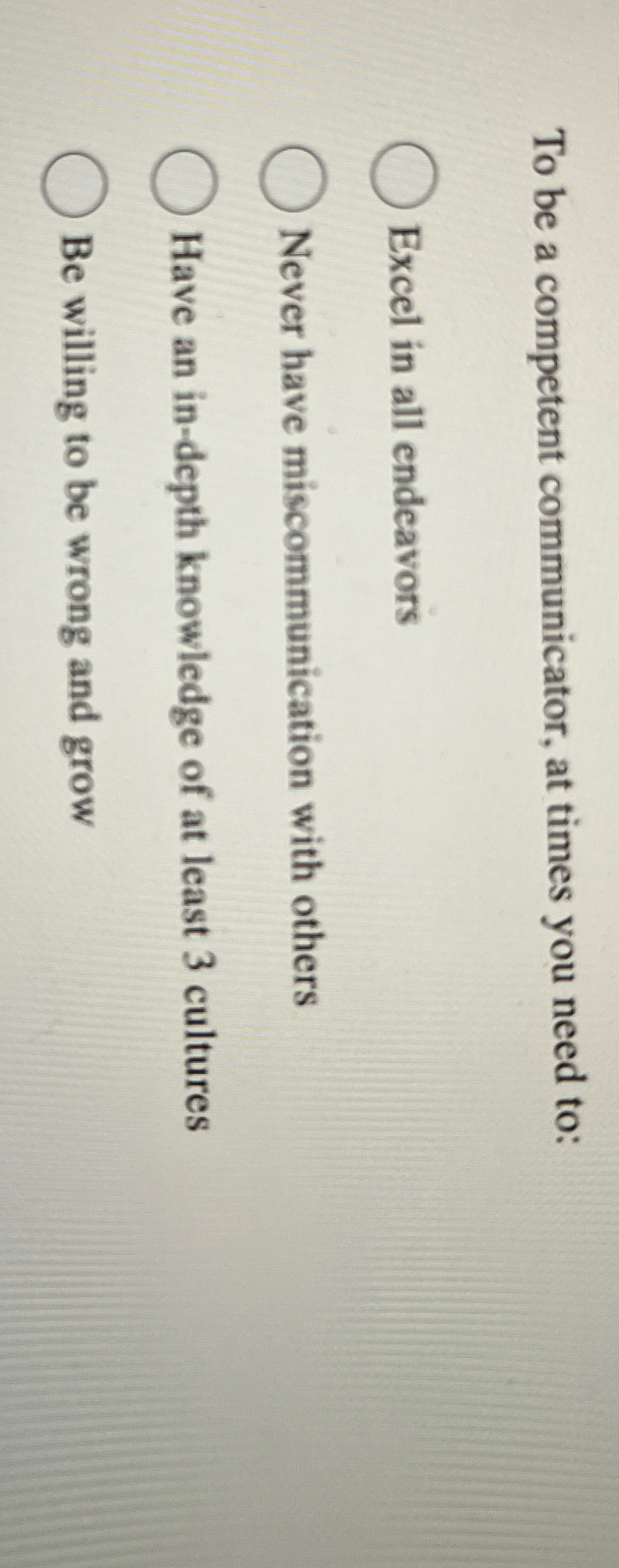 Solved To be a competent communicator, at times you need | Chegg.com