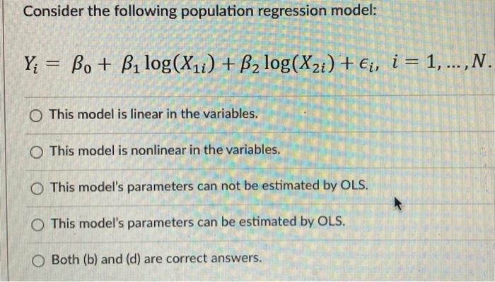 Solved Consider the following population regression model: | Chegg.com