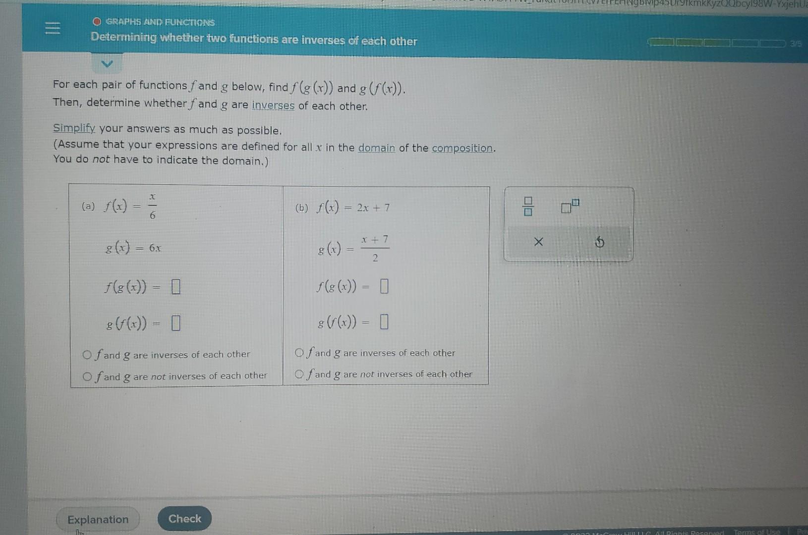 Solved For each pair of functions f and g below, find | Chegg.com