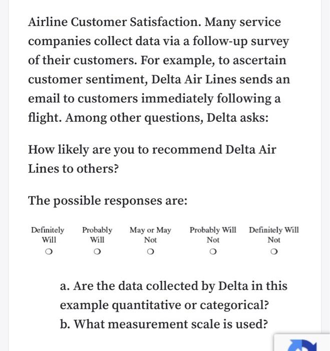 Solved Airline Customer Satisfaction. Many service companies | Chegg.com