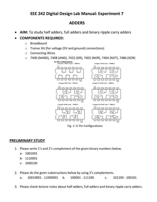 Solved EEE 242 Digital Design Lab Manual: Experiment 7 | Chegg.com