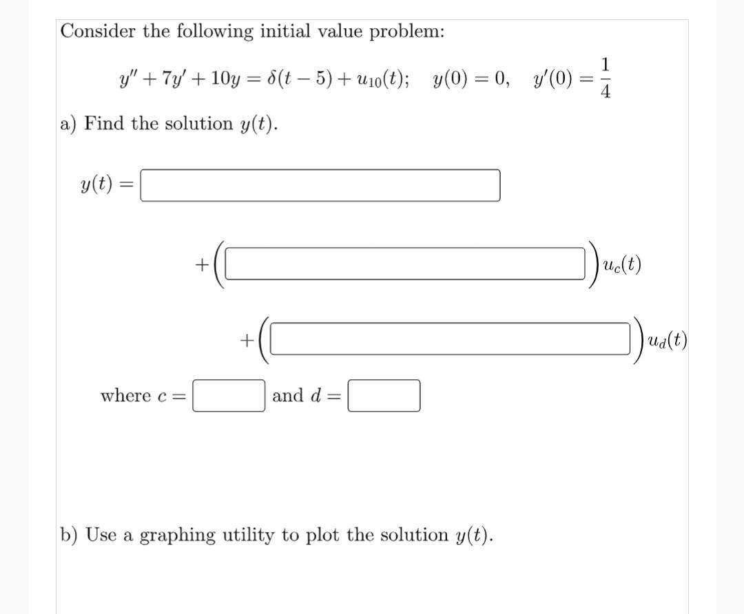 Solved Consider the following initial value problem: 1 y" + | Chegg.com
