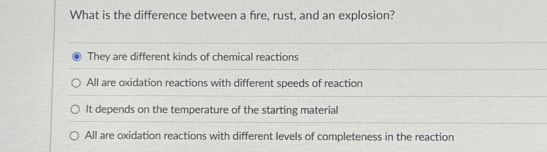 Solved What is the difference between a fire, rust, and an | Chegg.com