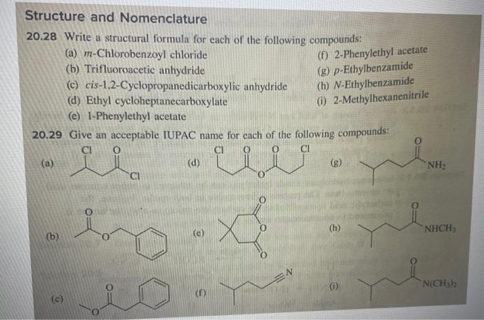 Solved 20.28 Write a structural formula for each of the | Chegg.com