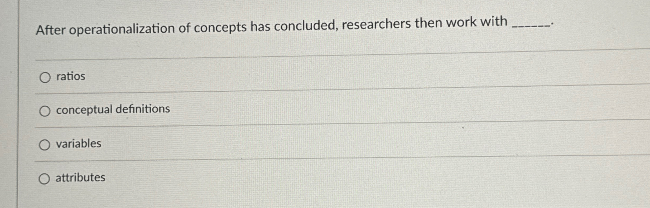 Solved After operationalization of concepts has concluded, | Chegg.com