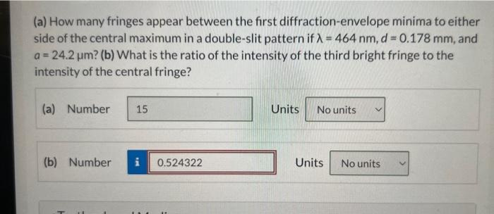 Solved (a) How many fringes appear between the first | Chegg.com