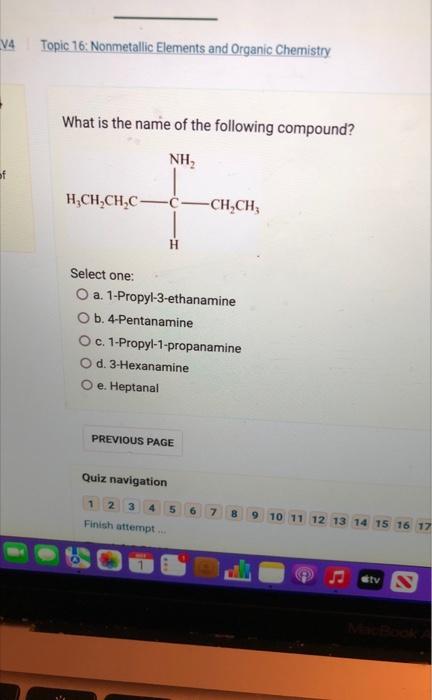 Topic 16: Nonmetallic Elements and Organic Chemistry | Chegg.com