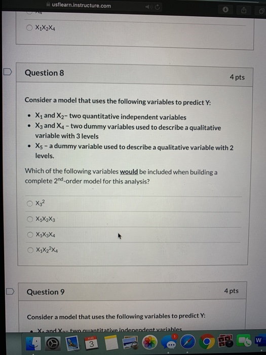 Solved usflearn.instructure.com OX1X2X4 Question 8 4 pts | Chegg.com
