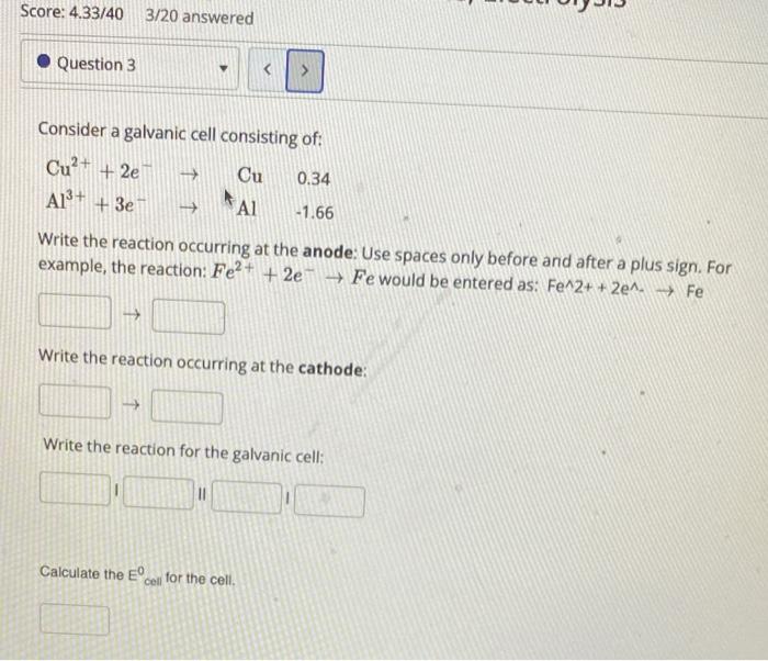 Solved Consider a galvanic cell consisting of: | Chegg.com