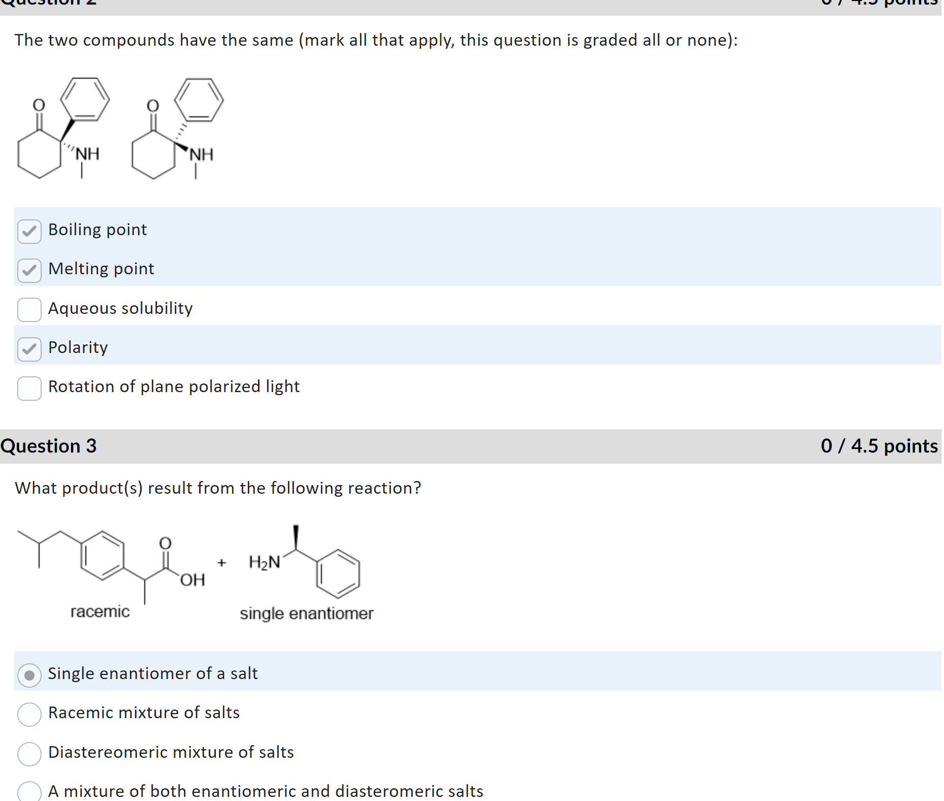 Solved The two compounds have the same (mark all that apply, | Chegg.com