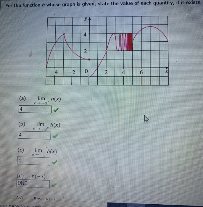 Solved For the function h whose graph is given, state the | Chegg.com