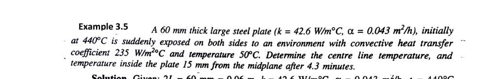 Solved Example 3.5 A 60 mm thick large steel plate (k=42.6 | Chegg.com