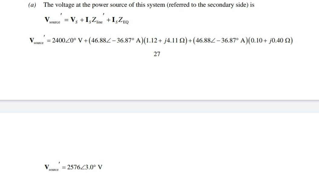 Solved transformer (referred to the secondary side) under | Chegg.com