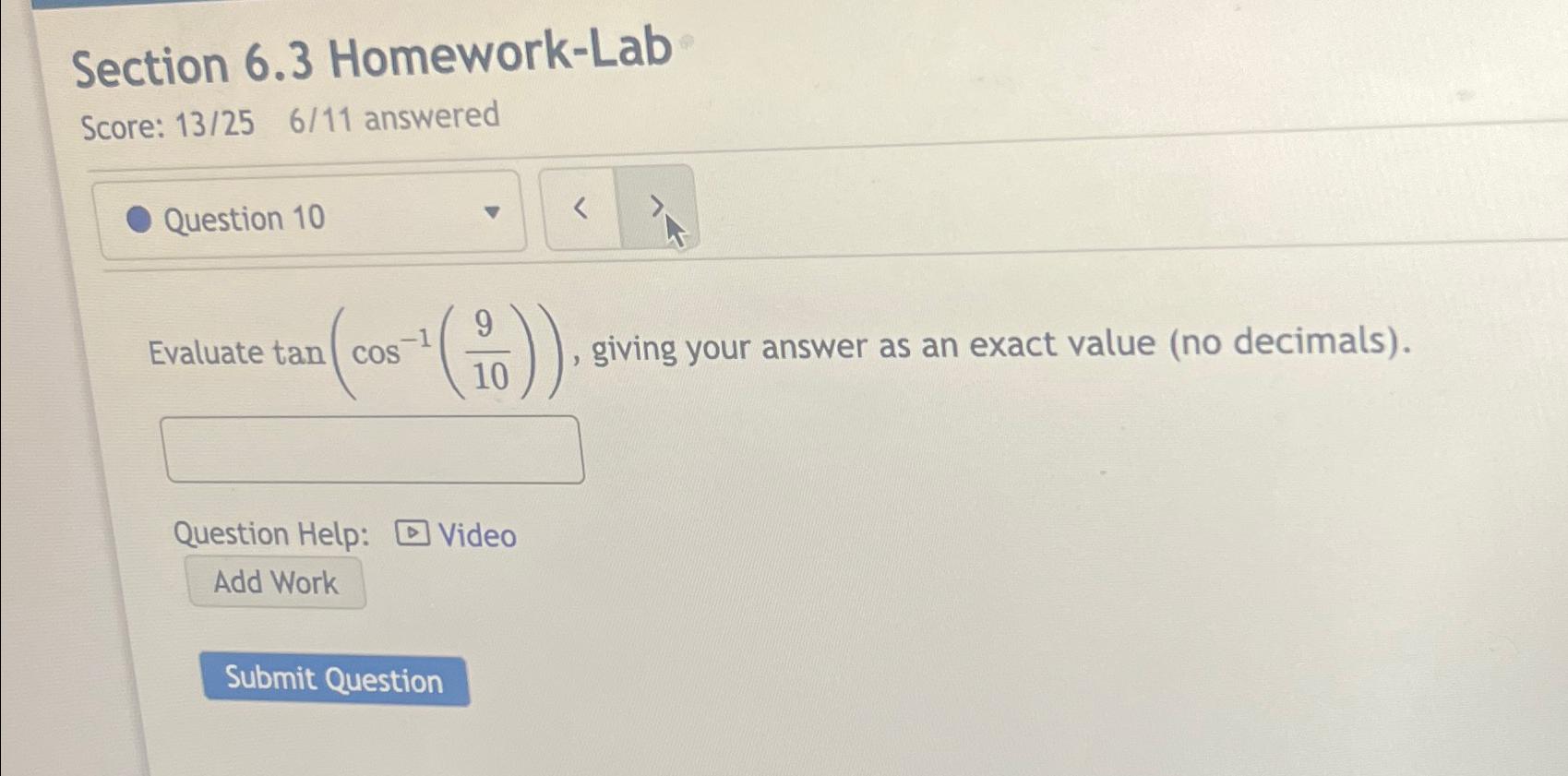 Solved Section 6 3 ﻿homework Labscore 1325 611