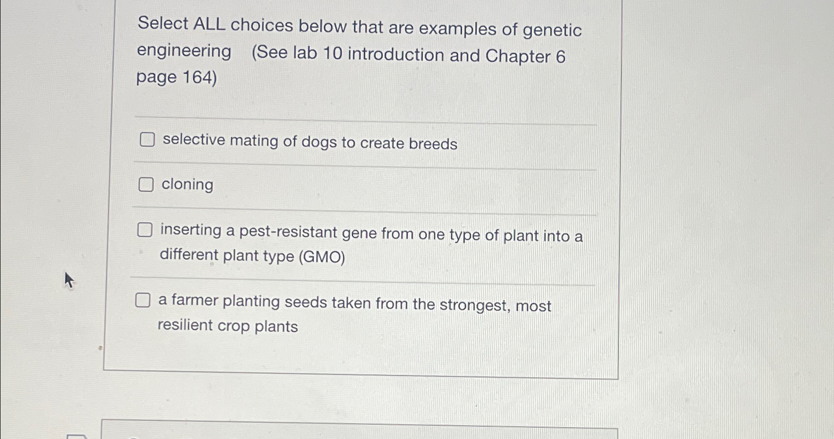 Solved Select ALL choices below that are examples of genetic | Chegg.com