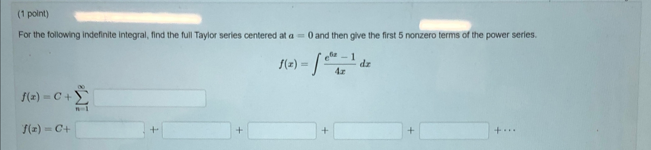 Solved (1 ﻿point)For the following indefinite integral, find | Chegg.com