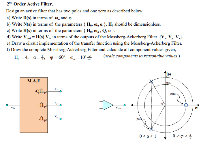 Solved 2nd ﻿Order Active Filter.Design an active filter | Chegg.com