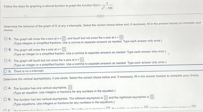 Solved Follow the steps for graphing a rational function to | Chegg.com