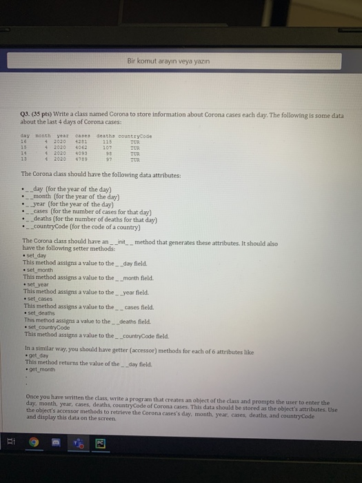 Solved Bir komut arayın veya yazın Q3. (35 pts) Write a | Chegg.com