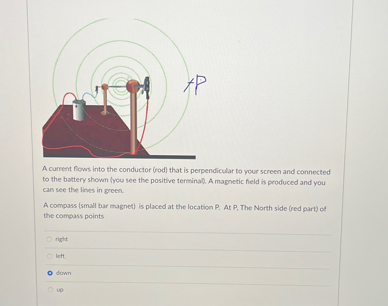 Solved A current flows into the conductor (rod) ﻿that is | Chegg.com