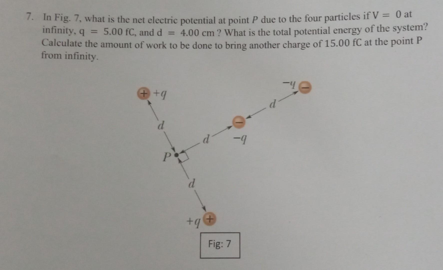 Solved 7. In Fig. 7, what is the net electric potential at | Chegg.com