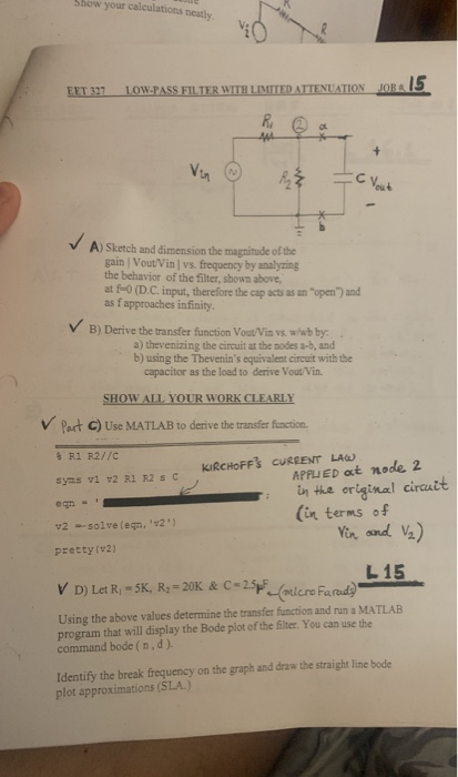 Solved Show your calculations neatly EET 327 LOW-PASS FILTER | Chegg.com