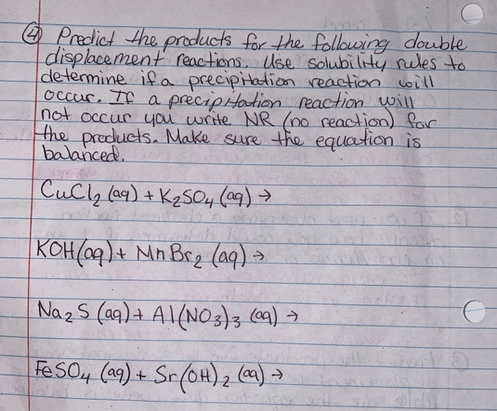 Solved Predict the products for the following double | Chegg.com