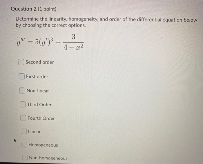 Solved Question 2 1 Point Determine The Linearity