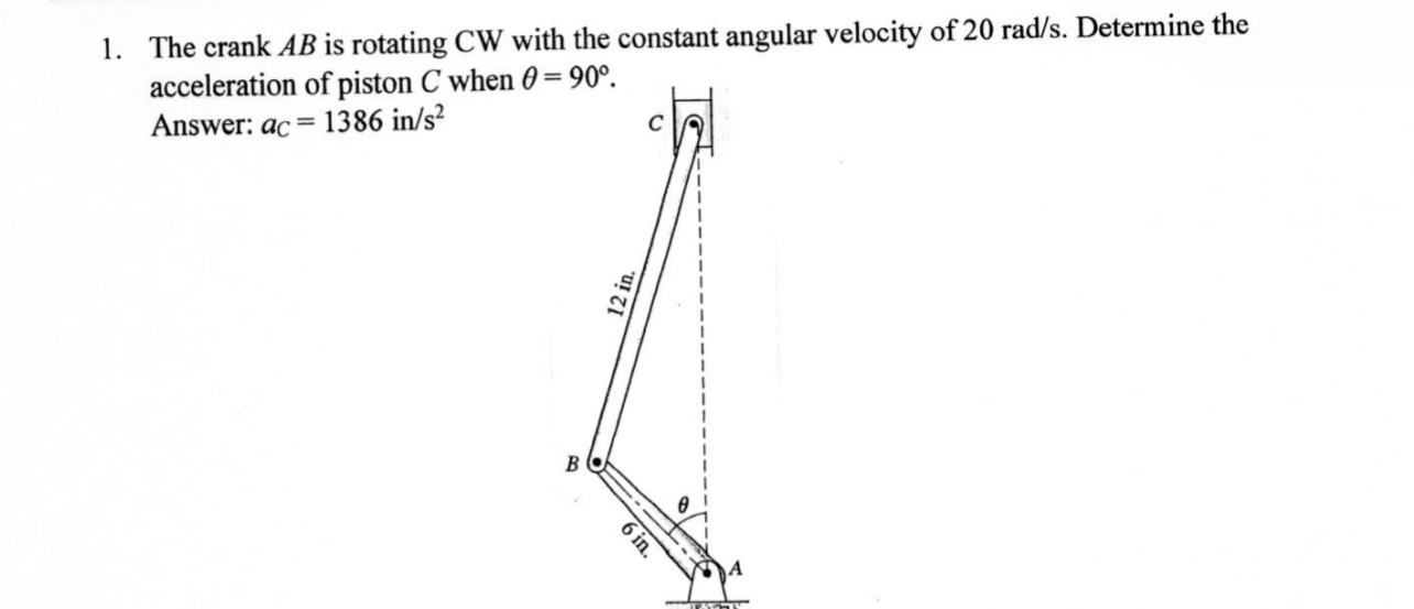 Solved The crank AB ﻿is rotating CW ﻿with the constant | Chegg.com