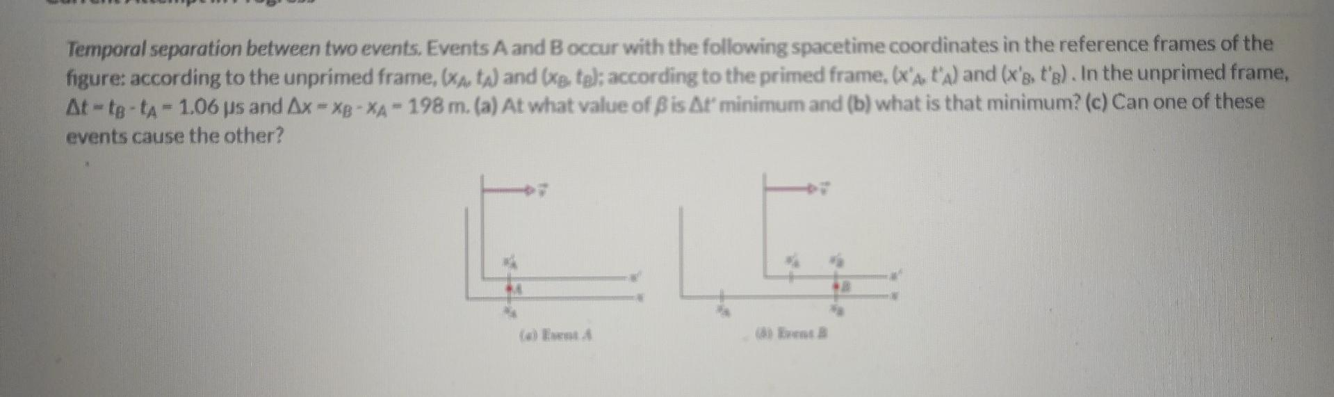 Solved Temporal separation between two events. Events A and | Chegg.com